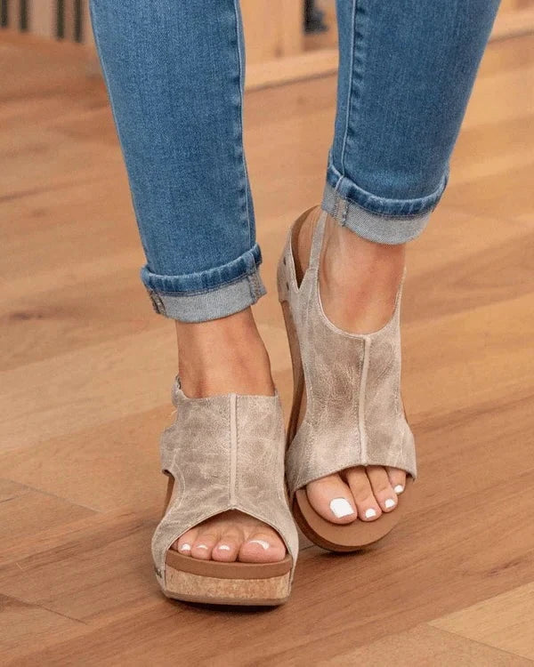 Women's Leather Platform Wedge Orthopedic Sandals – Verniershop