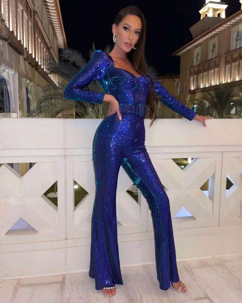 Sequin long-sleeved jumpsuit – Vernier Store