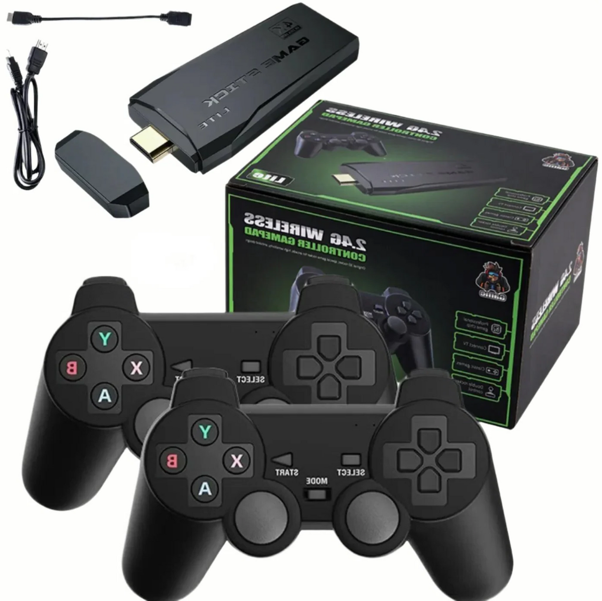 HDMI 4K TV Game Stick Console | 64GB with 20,000+ Retro Games & 2 Wire ...