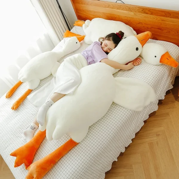 Big White Goose Throw Pillow Duck Sleeping Plush Toy Big Goose Doll St ...